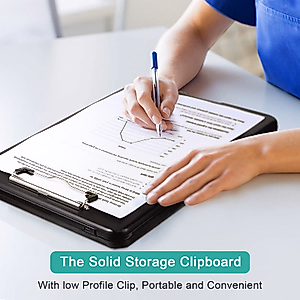 4 Pieces Clipboard with Storage Plastic Storage Clipboard Nursing Clipboard Foldable Clip Board with Low Profile Clip for Student Teacher Nurse Employee, Letter Size 9.5 x 13.5 Inch