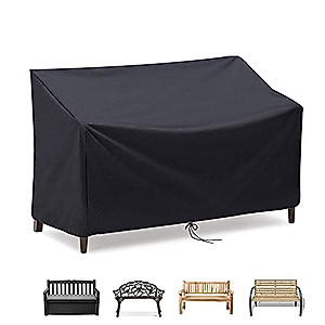 POMER Garden Bench Covers 2 Seater, Waterproof and Anti-UV Durable Fabric Outdoor Patio Loveseat Cover for 2/3 Patio Sofa