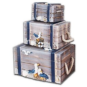 ZZYINH AN207 Jewelry Wood Box,Wood Handcrafted Storage Organizer Coastal Nautical Beach Sea Ocean Home Accent Decor Small Jewelry (Color : Deep Green)