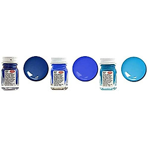 Testors Blue Enamel Paint Variety, Blue, Dark Blue, Metal Flake Blue, Sea Blue, Light Blue, Sky Blue, Artic Blue Metallic, Blue Fluorescent, Turquoise, Teal, and Thinner 1/4 oz (Pack of 11) - with MYD Paint Brushes