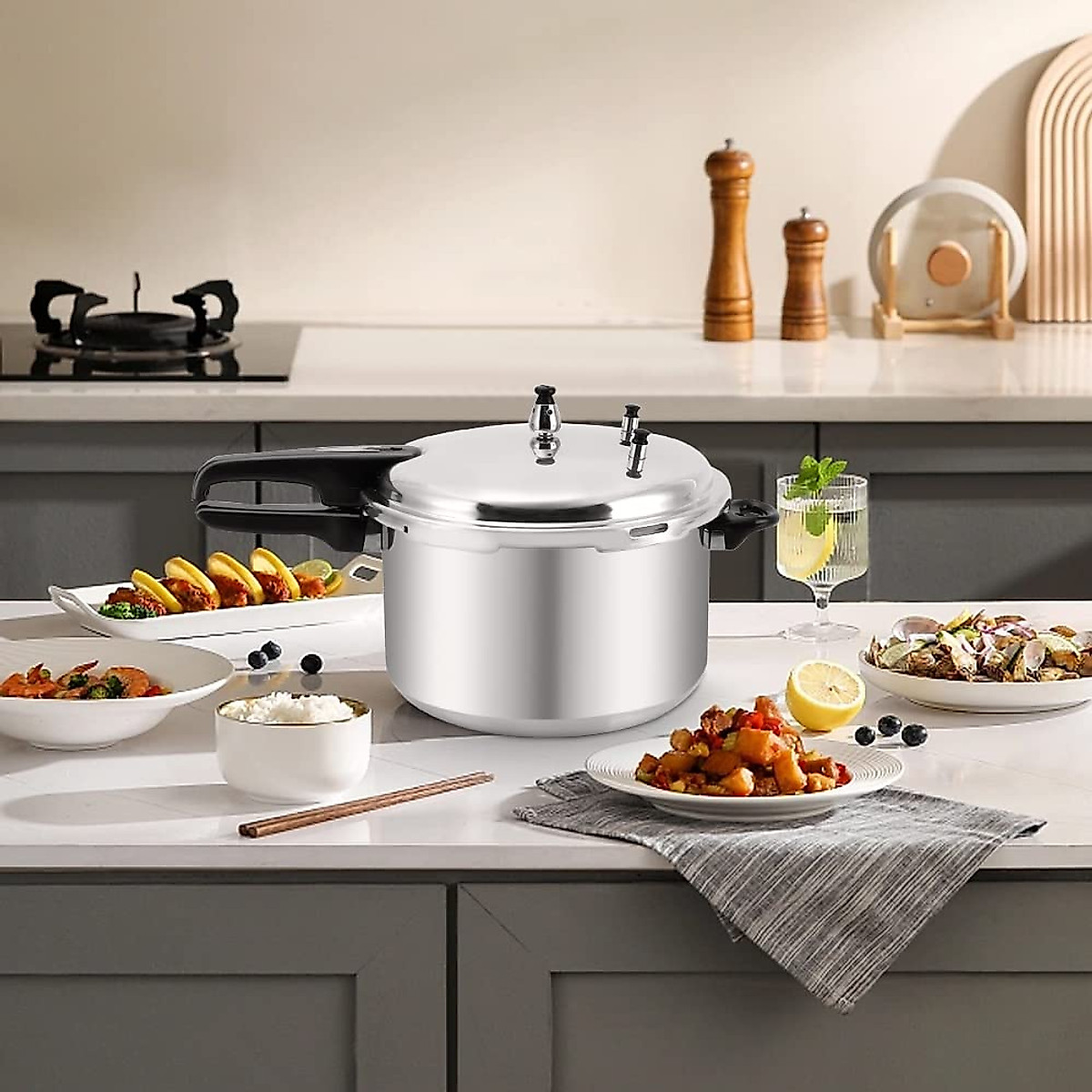 Fulgutonit 12 Quart Pressure Cooker,Aluminum Pressure Canner w/Canning Rack & Easy Lock Lid for Canning, Steaming