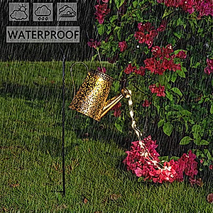 Solar Lights Outdoor Garden Decor, Large Hanging Lantern Waterproof Watering Can Landscape Lights Outside Decorations for Yard Front Porch Patio Backyard Gardening Gift for Mom Grandma Women Birthday