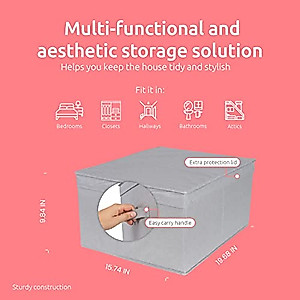 Compactor Gray Storage Drawer to Store Clothing, Bedding, Ornaments, Cube Organizer Bins Cardboard with Mottled Fabric, Boston - Size L Storage box (L, Boston)