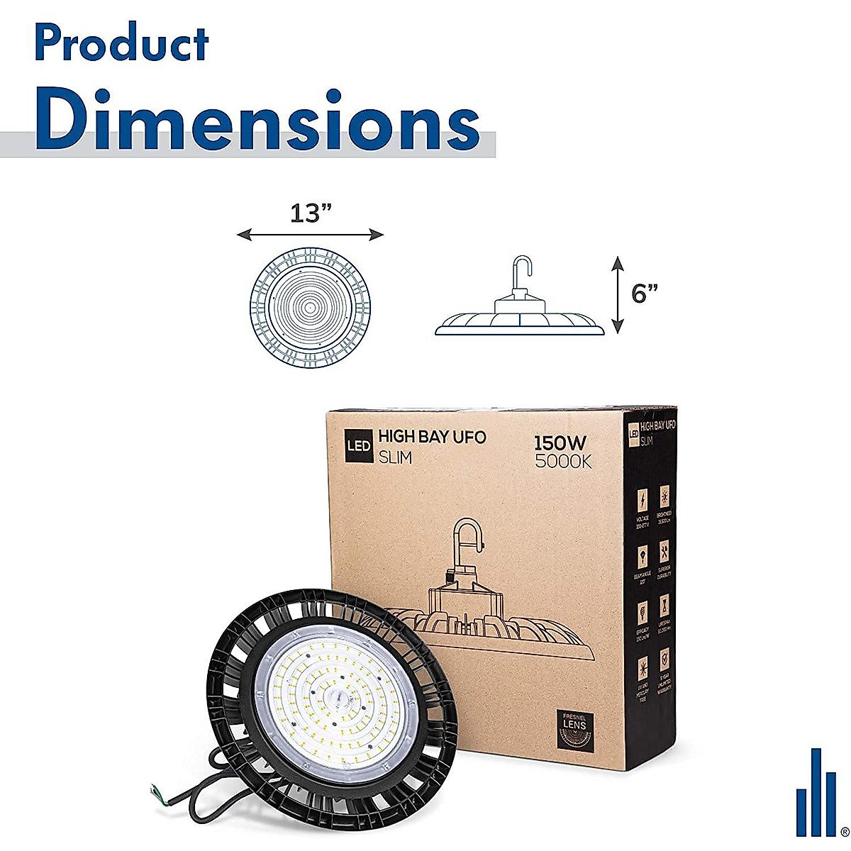 Hyperikon UFO LED High Bay Light 150W (600 Watt Replacement), Shop and Warehouse Area Lighting, DLC, 2 Pack