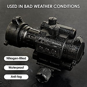 Airsoft Rifle Scope Tactical Compact, Red/Green DOT Sight, Scope with Integrated Green Laser for Rifles, with Picatinny Cantilever PEPR Mount, Side Red Green Dot and Green Aiming Laser Sight