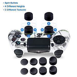 PS4 Controller Skins - Silicone Cover Skin for Dualshock 4 controller with PS4 Thumb Grips x 8 - Water Transfer Printing Silicone Protector Case Set for PS4, PS4 Slim, PS4 Pro