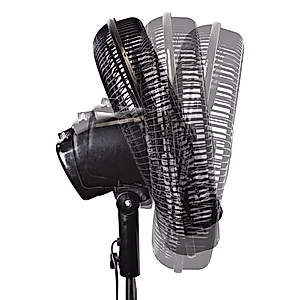 Comfort Zone 16" Oscillating Pedestal Fan with Folding Base, 3-Speed, Adjustable Height and Tilt, Top-Mounted Controls, Ideal for Home, Bedroom & Office, CZST162BTEBK