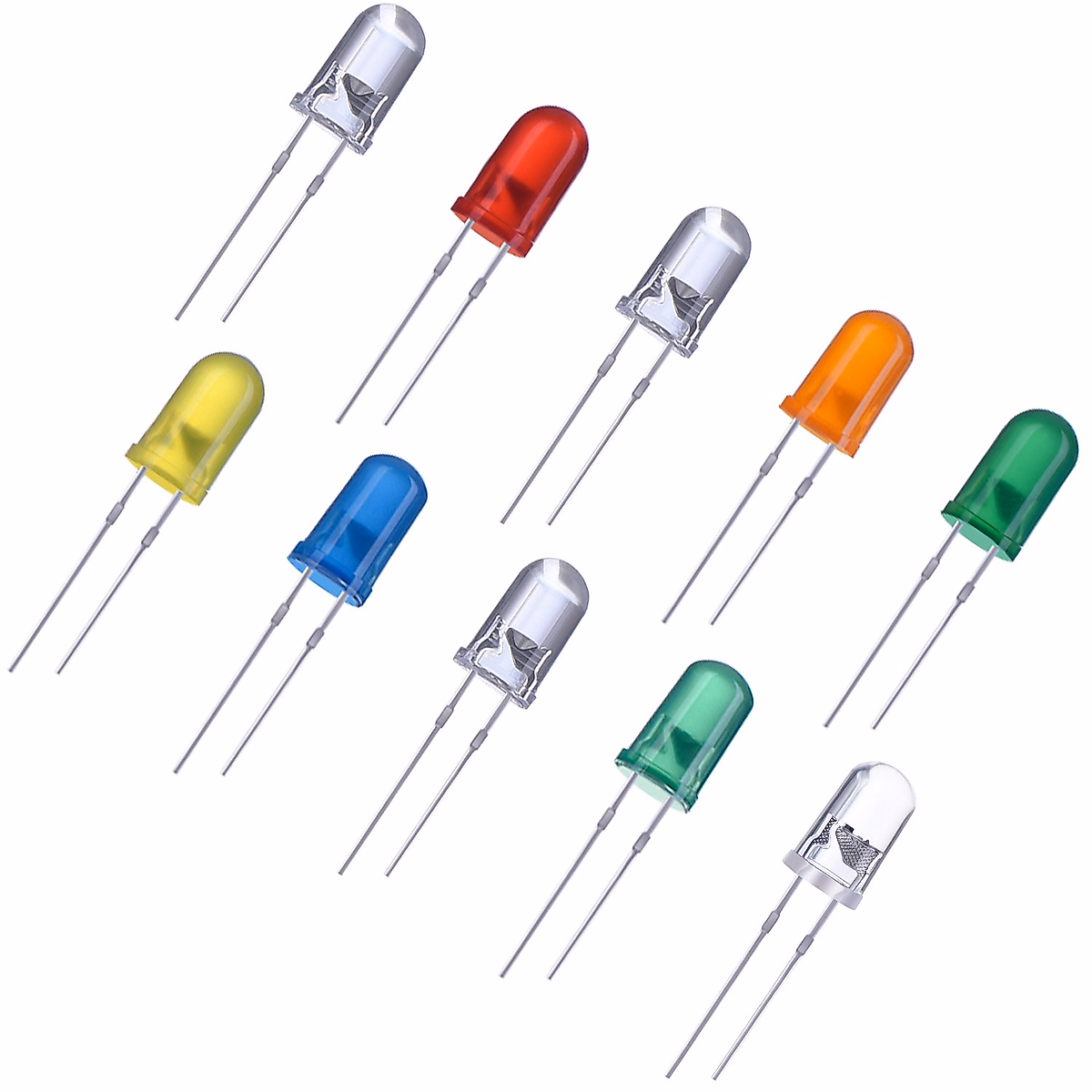 EBOOT 100 Pieces Clear LED Light Emitting Diodes Bulb LED Lamp, 5 mm(Multicolor)