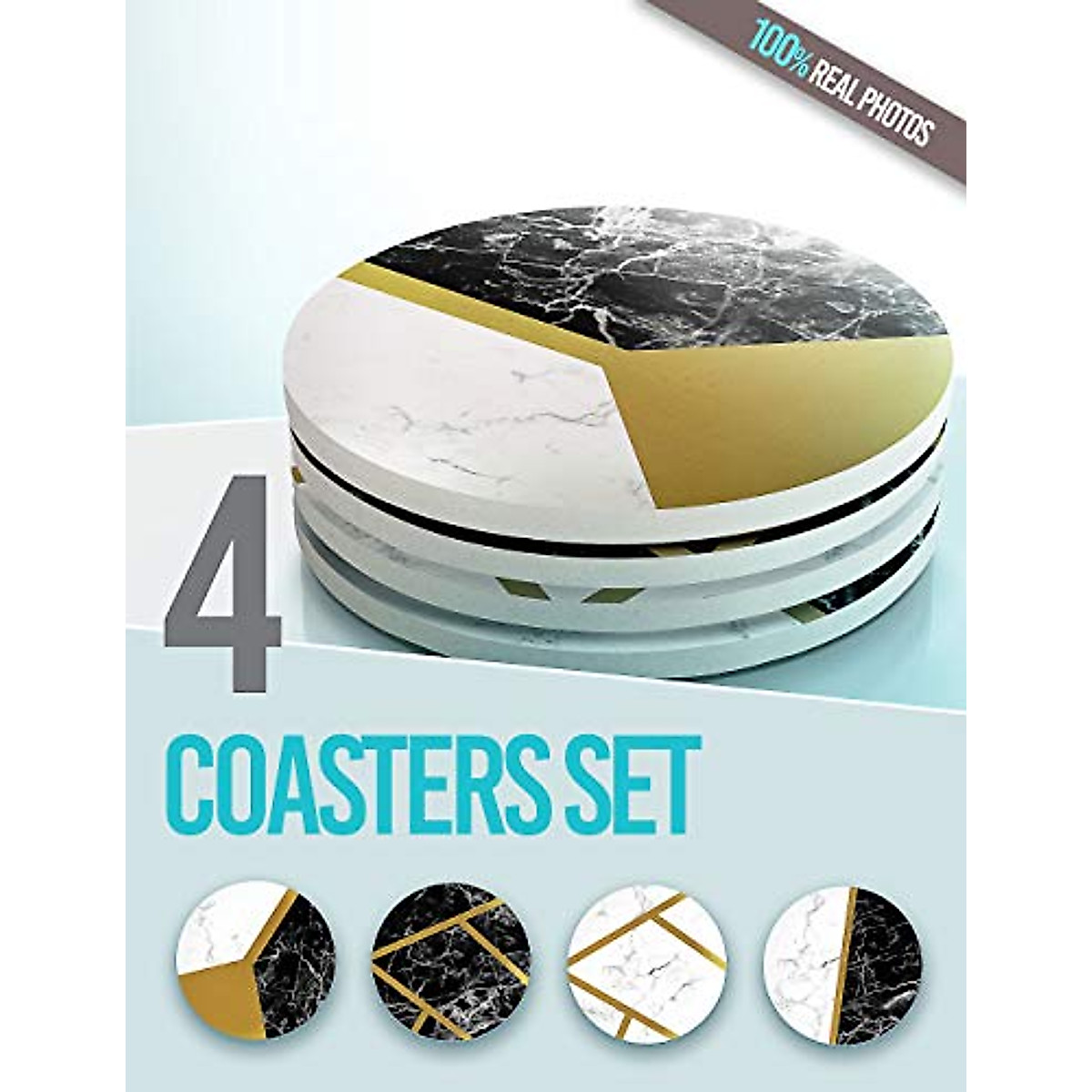 Set of 4 Fancy Absorbent Stone Coasters for Bars and Tables in Nude Colours