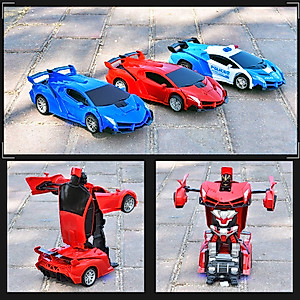 Trimnpy RC Cars for Kids Remote Control Transformrobot Toys, One-Button Deformation 1:18 Gift, 360°Rotating Drifting 2.4Ghz Rechargeable (Blue)