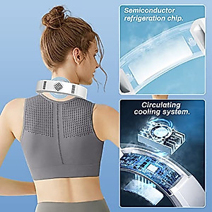 Neck Fan Portable Neck Air Conditioner Rechargeable 4000mAH Battery, Bladeless Neck Fans Neck Cooler for Women Man Personal Fan for Your Neck Cooling Device 3 Speeds Fan and Semiconductor Cooling Chip