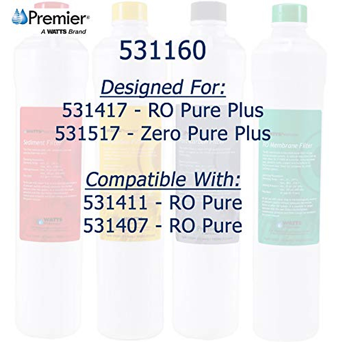 Watts Premier WP531161 RO Pure Plus Reverse Osmosis Water Filter Replacement Kit, Multi, 6 Pack
