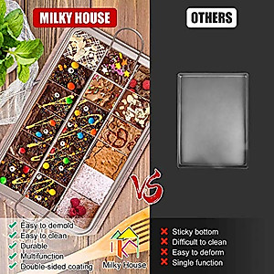 Brownie Pans with Dividers, Non Stick Brownie Baking Pans, Baking Pan with Built-in Slicers Solutions, 18 Pre-Cut Brownie Pans, Rectangular Cake Pans Square Molds for Oven Baking Bread, 12 by 8 inches