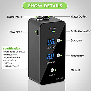 Moistenland Reptile Humidifier, Misting System for Reptile Terrariums, Automatic Misting System with Adjustable Spray Nozzles, Black