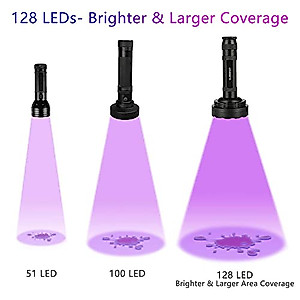 GLOSSDAY Blacklight Flashlight,128 LED UV Flashlights, Upgraded Bright Ultraviolet Flashlight Professional Black Light for Dog/Cat, Hunting Scorpions
