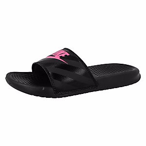 Nike Women's Benassi Just Do It Sandal, Black/Vivid Pink-Black, 9 Regular US