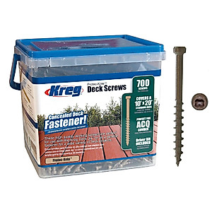Kreg SDK-C2W-700 Protec Kote Deck Screws 2-Inch, #8 Coarse Thread, Compact Head (700 Count)