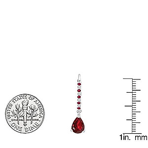 Dazzlingrock Collection 14K 8X5 MM Pear & Round Lab Created Ruby & Round Diamond Ladies Teardrop Drop Earrings, White Gold