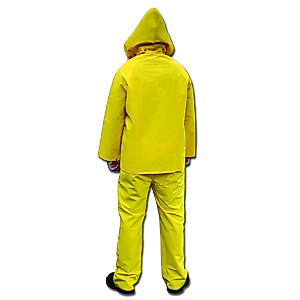 MCR Safety 2003X5 Classic PVC/Polyester 3-Piece Rainsuit with Attached Hood, Yellow, 5X-Large