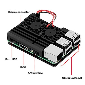 MakerFocus Raspberry Pi 2B/3B/3B+ Armor Case, Raspberry Pi Metal Case with Dual Cooling Fan Aluminium Alloy, Built-in Heatsink, Radiation and Rust Protection for RPI 2B/3B/3B+