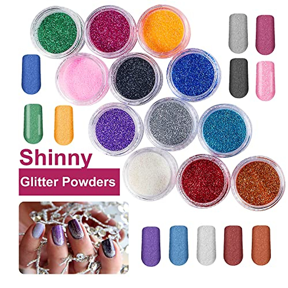 Nail Kit Set Professional Acrylic with Everything, 12 Glitter Acrylic Powder Kit Nail Art Tips Nail Art Decoration, DIY Nail Art Tool Nail Supplies Acrylic Nail Kit for Beginners (Beginners)