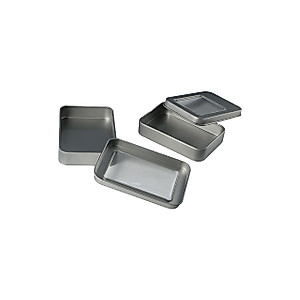 Leadigol 8PCS Metal Tin Box Rectangular Empty Tin Box with Clear Window Lids Gift Box Portable Box Small Storage Kit Home Organizer 3.4x2.4x0.8 Inch