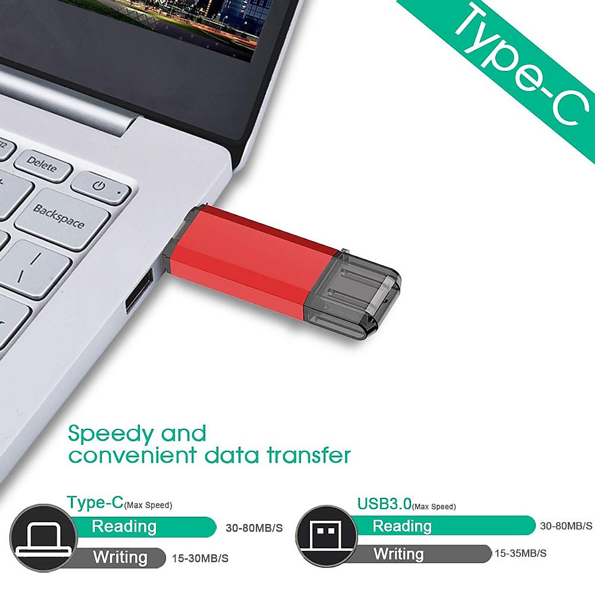 USB C Flash Drive Type C, VICFUN USB Memory Stick 32GB USB 3.0 and USB C OTG 2 in 1 USB Stick 32GB Thumb Drive for USB-C Device Smartphones,Compter