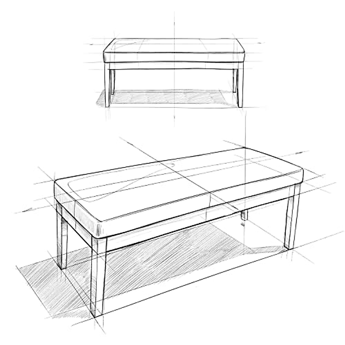 SIMPLIHOME Lacey 43 inch Wide Rectangle Ottoman Bench Distressed Black Tufted Footrest Stool, Faux Leather for Living Room, Bedroom, Contemporary Modern