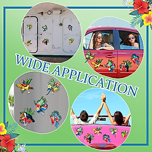 Hoteam 6 Pieces Tropical Drink Cruise Door Decorations Margarita Parrot Magnets Decorative Funny Parrot Magnets for Fridge Car Ship Garage Cabin Refrigerator Locker Magnetic Sign