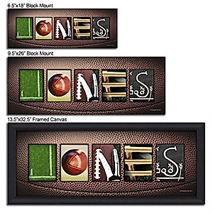 Block Mount SM - Personalized Football Name Art Decor print for man cave, boys room, or office!