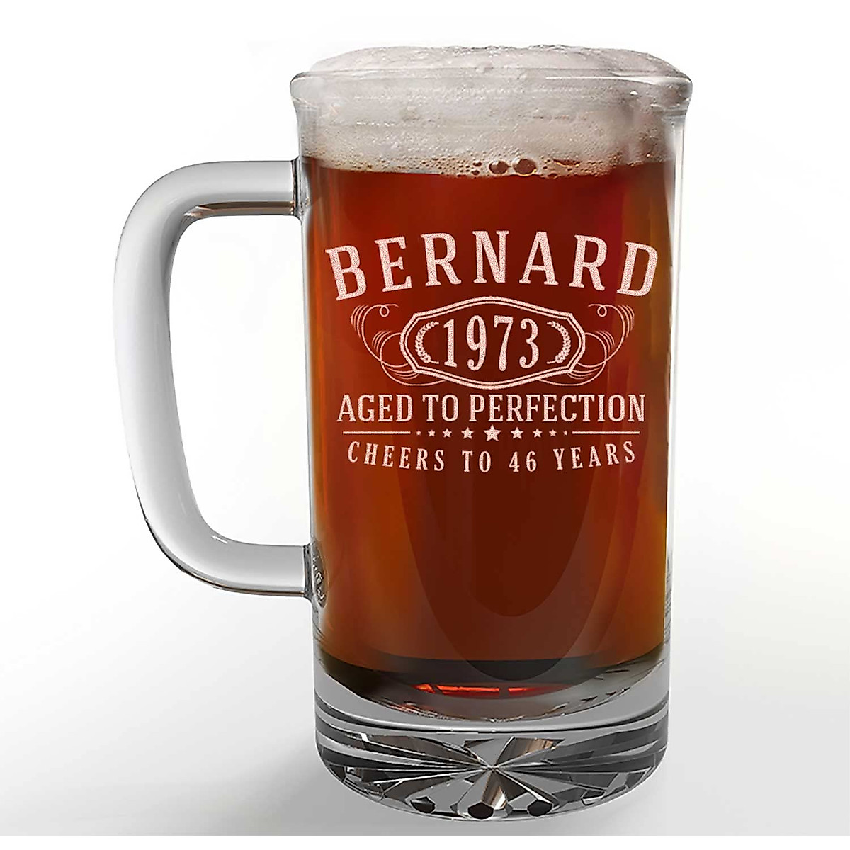 Personalized Gifts for Men Etched 16oz Glass Beer Mug - Customized Beer Gifts for Men, 40th Birthday Gifts for Brother, Custom Gifts for Him Man Father Dad, Regalos Personalizados para Hombre, Bernard