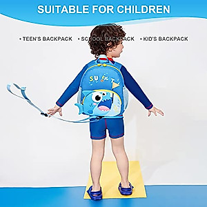 Netlmfg Backpack Harness for Toddlers, Kids 3D Cartoon Shark Casual Bags for Boys Girls - Lightweight Waterproof Mini Backpack (12M+)