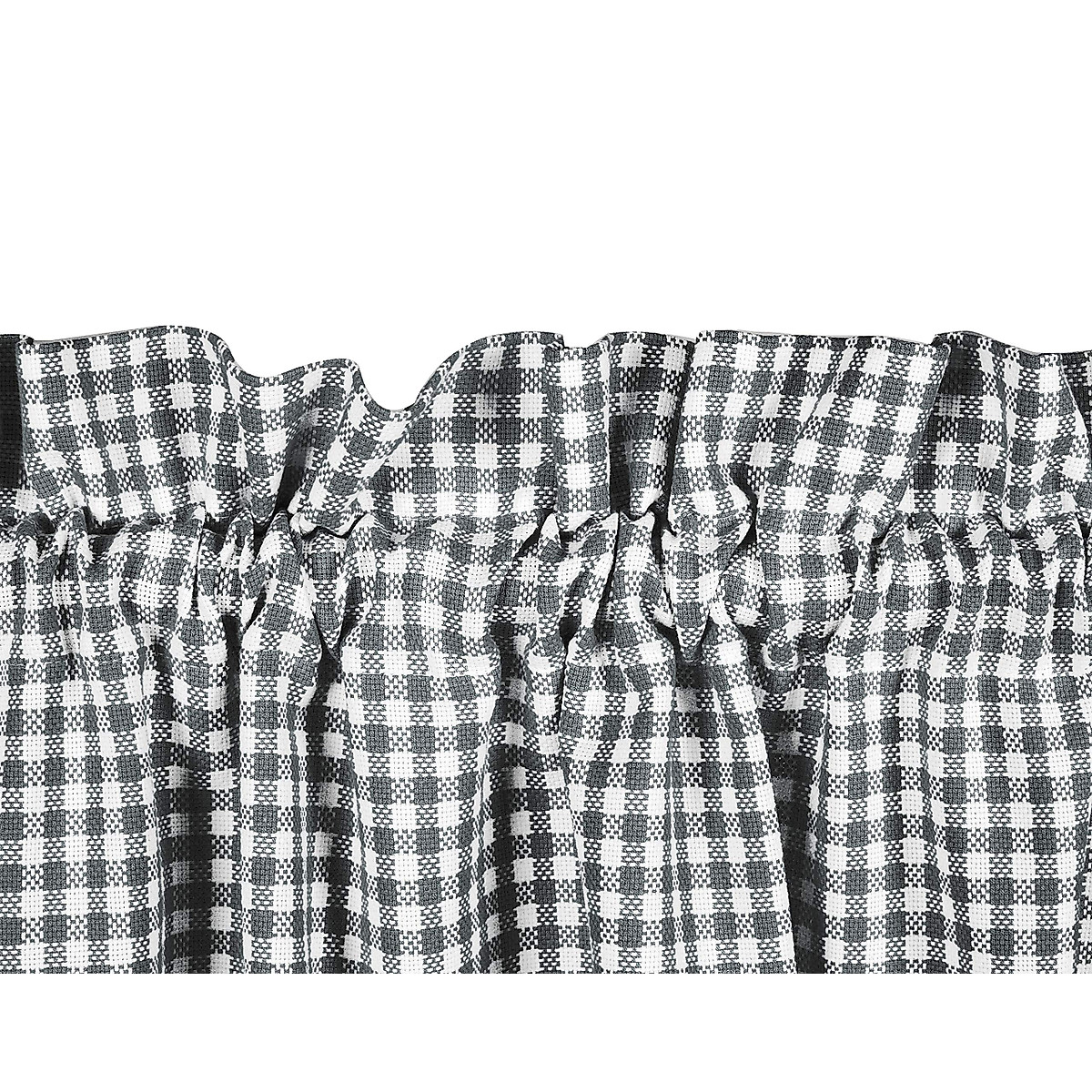 Native Fab Set of 2 Farmhouse Valance Curtains for Windows 54"x18" for Living Room Bedroom Kitchen Windows Bathroom, Rustic Vintage Curtain Valances Rod Pocket - Grey White