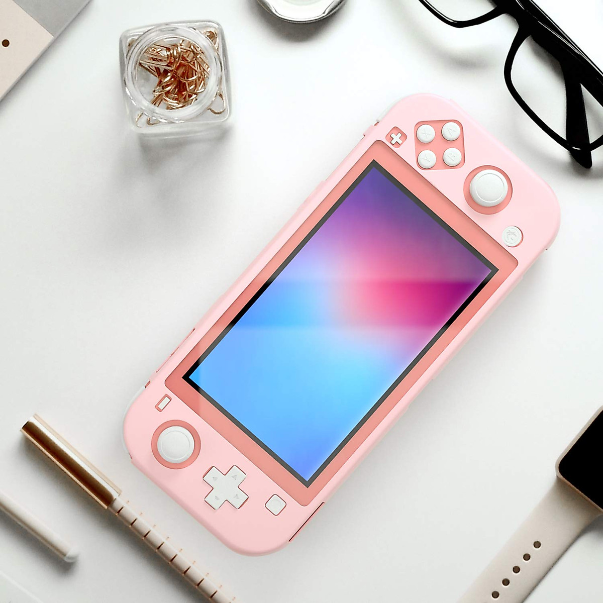 ECHZOVE Comfort Grip Case for Nintendo Switch lite, Protective Hard Case for Nintendo Switch lite - Pink