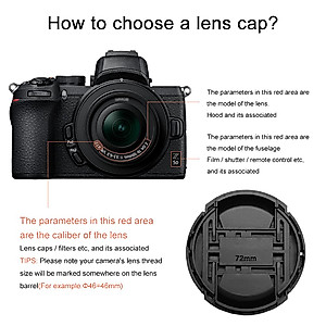 GAOAG 2 Pack 72mm Center Pinch Lens Cap for Nikon Canon Sony DSLR Compatible with Canon EF-S 18-200mm f3.5-5.6 is,Nikon AF-S DX Nikkor 18-200mm f3.5-5.6G ED VR II,Song FE 24-240mm f3.5-6.3 OSS Lenses