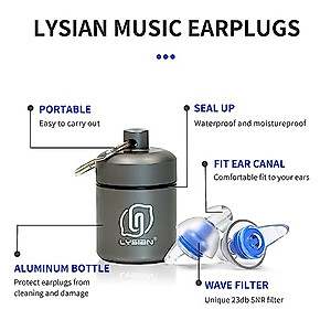 LYSIAN High Fidelity Concert Ear Plugs for Loud Music- Noise Cancelling Musicians Earplugs for Concert Music Festivals, Raves, Motorcycles,Drummers, DJS, 23dB, 2Pairs Value Pack