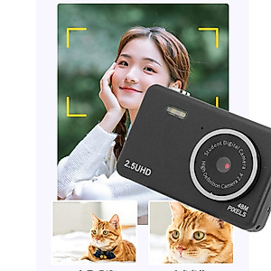 Digital Camera, 48MP 2.5K Digital Camera with 8X Zoom, 2.4 Inch HD Screen, Dual Lens, AF Autofocus, Selfie Camera for Student Christmas Birthday Gifts (Black)