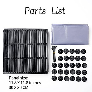 LURIVA DIY Guinea Pig Cage with Mat, Small Animal Playpen with Mat, Pet Playpen, Rabbit Cage, Small Animal Cage, Puppy Dog Playpen, Indoor Outdoor Metal Wire Yard Fence,12 X 12 Inch, 12 Panels, Black