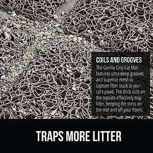 The Original Gorilla Grip Water Resistant Cat Litter Box Trapping Mat, Easy Clean, Textured Backing, Traps Mess for Cleaner Floors, Less Waste, Stays in Place for Cats, Soft on Paws, 30x20 Gray