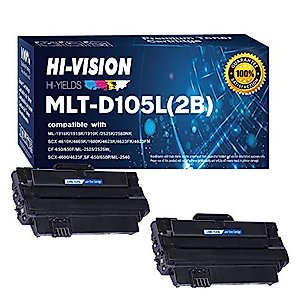 HI-VISION HI-YIELDS Compatible MLT-D105L Toner Cartridge Replacement for Samsung 105L D105L Work with SCX-4623F SCX-4623FN SCX-4623FW ML-2525 ML-2525W ML-1910 ML-1915 ML-2540 Printer (2xBlack)