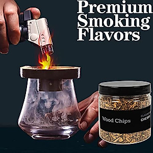 QUKLOGEN Natual Wood Chips for Smoker,Drinks,Cocktail,Whisky,Bourbon,Smoker Grill,Bar Smoke Infuser Wood Chips Set with Apple,Cherry,Hickory and Peartree 4 Different Wood Chips