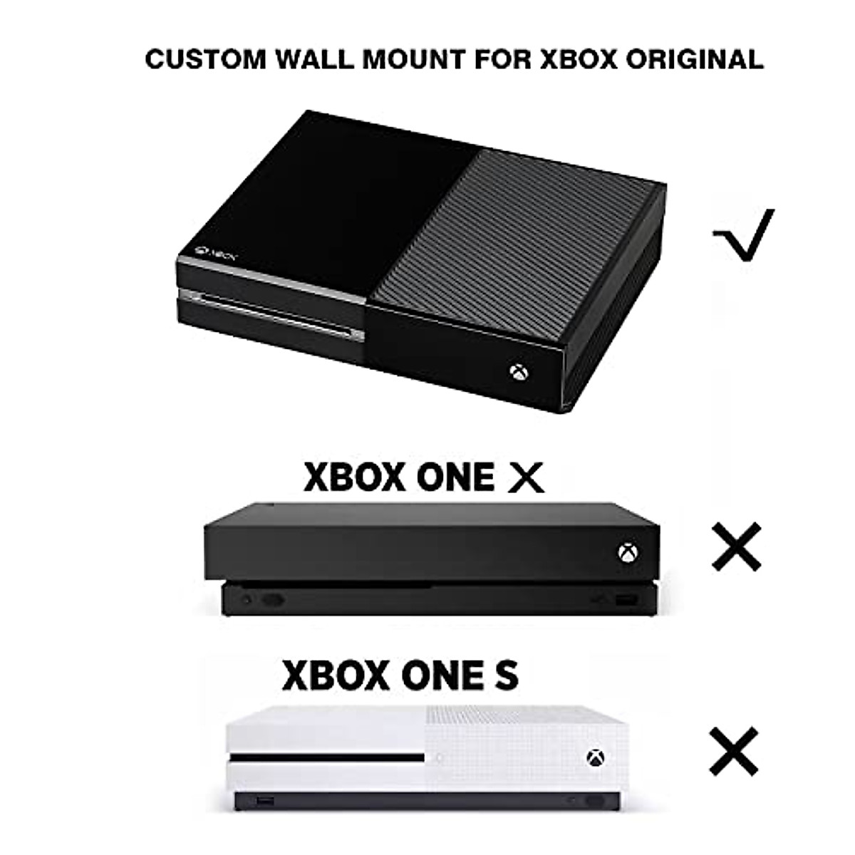 Monzlteck Wall Mount for Xbox One Original+Power Brick Mount,All Metal Vertical Hanging On Wall with Power Botton Left/Right