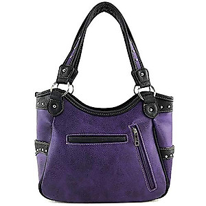 Zelris Spring Bloom Western Concho Women Conceal Carry Tote Handbag Purse Set (Purple)
