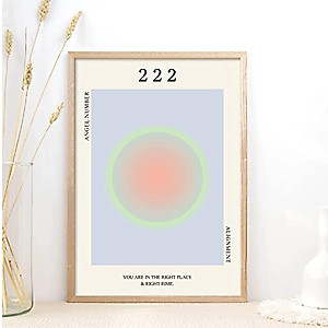Geetez 222 Angel Number Poster, Aura Posters, Angel Number 222 Poster, Colorful Gradient Aura Print, 222 Alignment Poster, Spiritual Aesthetic Room Home Wall Art Decor - 12x18 inch