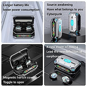 StitchGreen Bluetooth 5.3 True Wireless Earbuds, ENC Noise Canceling M43 Earbuds with RGB Lighting Charging Case, IPX7 Waterproof TWS Earphones, Long Battery 180Hrs Built in 4 Mics Headset iPhone