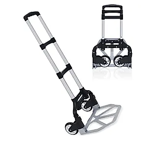 Uholan Folding Hand Truck Aluminum Alloy Telescopic Pull Rod Portable Cart Ld 165lb Household Hand Truck Luggage Trailer with Rubber Cord