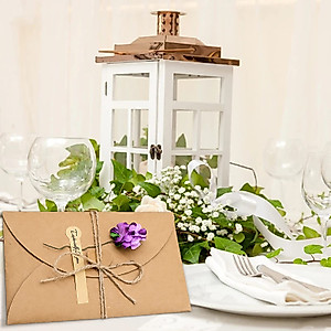 JJYHEHOT 12 Packs Dried Flowers Greeting Card with Envelopes, Brown Retro Kraft Holiday Gift Card, DIY Invitation Wish Card Note Card Thank You Card for Birthday Christmas