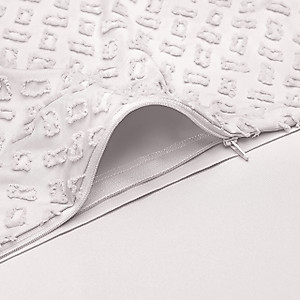 Chanasya Premium Clipped Duvet Set - Tufted Boho Double Brushed Chic Soft Textured Clipped Solid Microfiber Duvet Set - 1 Duvet Cover & 2 Pillow Sham - 3-Piece Set - White, King Size