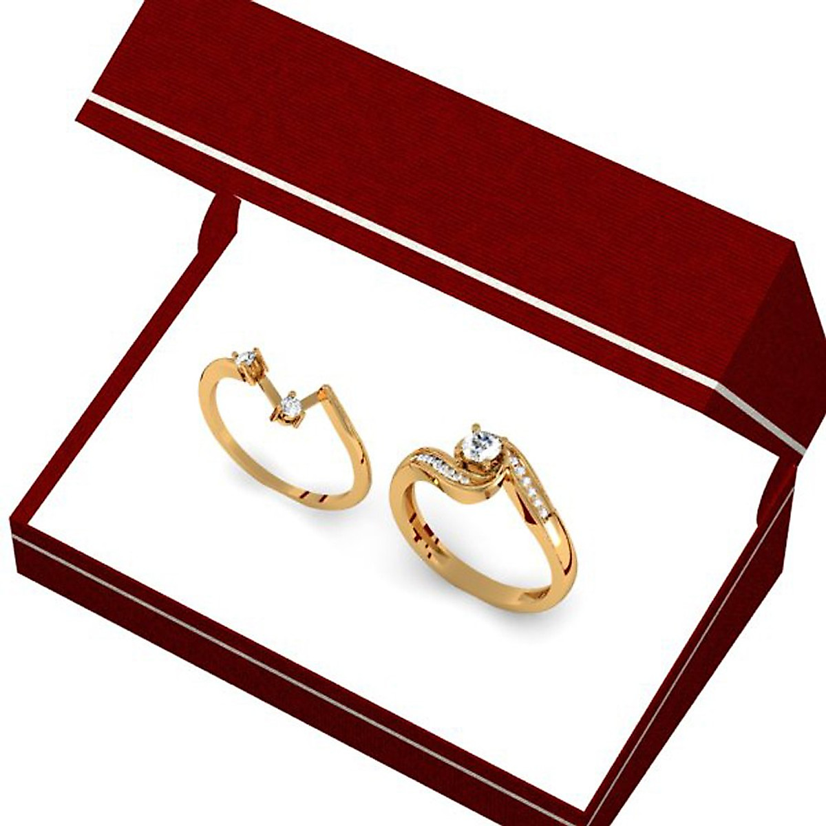 Dazzlingrock Collection 0.50 Carat (Cttw) 10K Diamond Women Swirl Engagement Ring Set 1/2 CT, Yellow Gold, Size 6