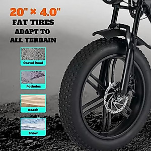 BreezeRider 20" Fat Tire Electric Bike for Adults 750W Brushless Motor 48V 15AH Removable Battery Ebike Commuter Electric Mountain Bike 7-Speed Dual Suspension